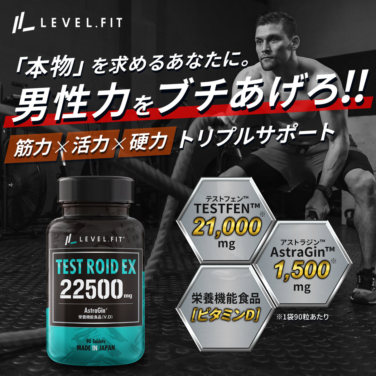TEST ROID EX（テストロイド）90粒（30日分）テストステロン ブースター – LEVEL.FIT
